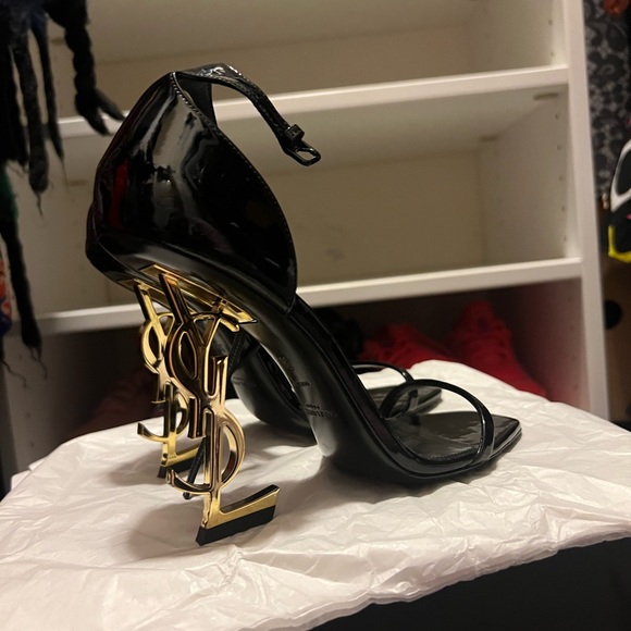 Yves Saint Laurent | Shoes | Opyum Ysl Logoheel Sandals With Golden ...